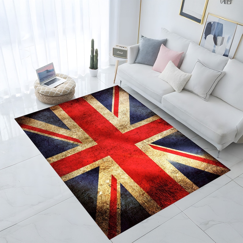 British Flag Rug, United Kingdom Flag, Office Carpet, Living Room Rugs ...