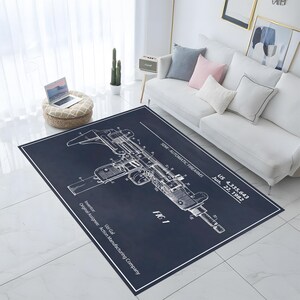 Uzi Rug, Rifle Rug, Gamer Room Carpet, Gaming Room Rug, Home Decor ...