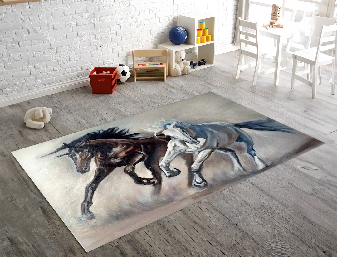 Horse Rug, Horse Pattern Decor, Office Carpet, Living Room Rug, Modern ...