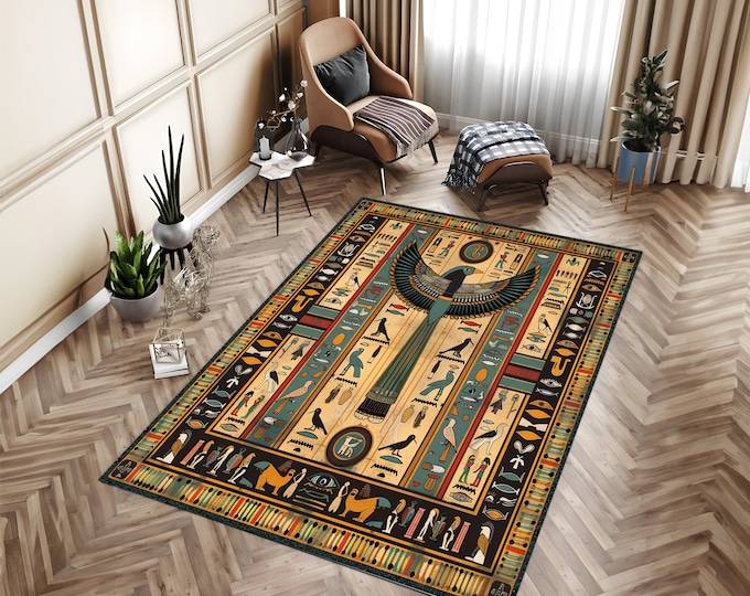 Horus Eye Rug, Ancient Egypt Rug, Egypt Decor, Rugs for Living Room ...