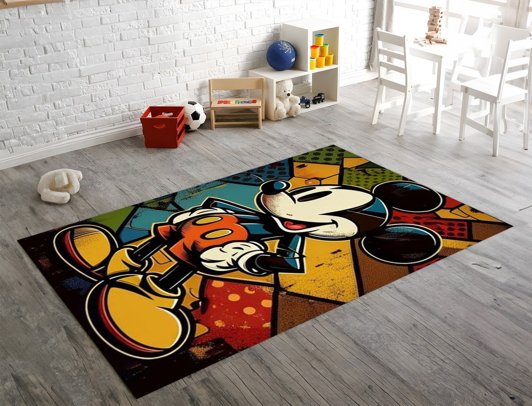 Mickey Mouse Rug, Cartoon Theme Rug, Kids Room Rug, Home Decor, Gift ...