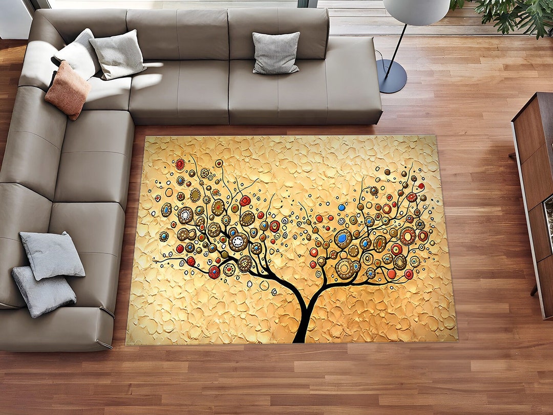 Life Tree Rug, Klimt Life Tree, the Tree of Life Rug, Famous Rug, Brown ...