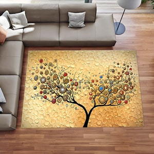 Life Tree Rug, Klimt Life Tree, the Tree of Life Rug, Famous Rug, Brown ...