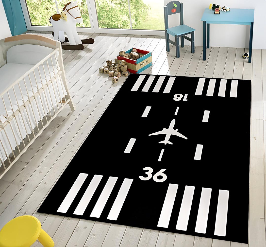 Runway Rug, Airport Rug, Plane Rug, Aviation Rug, Kids Room Rug, Gift ...