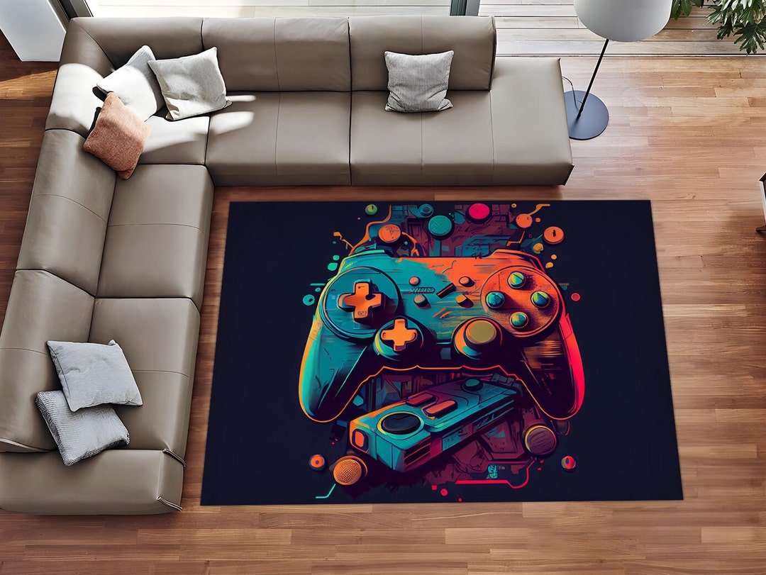 Gamer Rug, Gaming Room Decor, Console Rug, Game Controller Rug, Boys ...