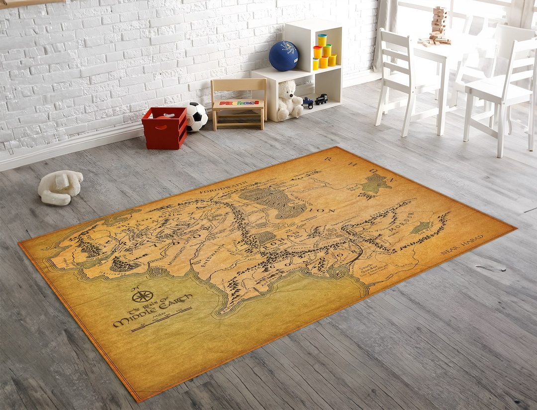 Lord of the Rings Map Rug, Middle Earth Decor, Kids Room Rug - Etsy