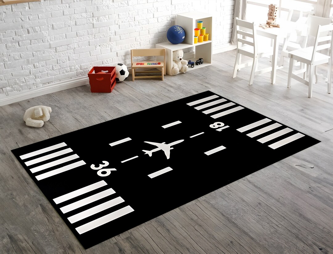 Runway Rug, Airport Rug, Plane Rug, Aviation Rug, Kids Room Rug, Gift ...