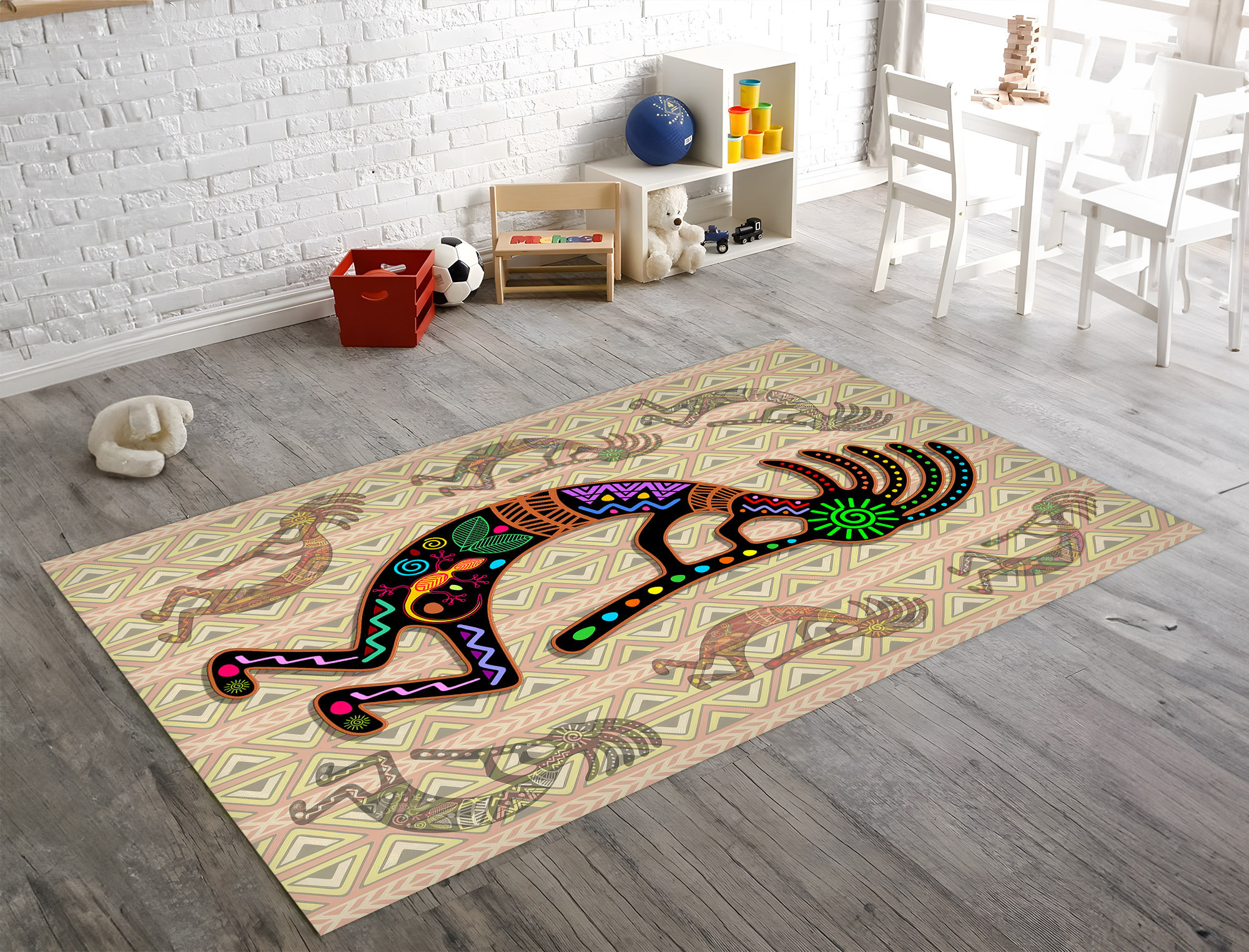Kokopelli Rug, Native Art Rug, Dance Rug, Music Rug, Musician Rug, Kids ...