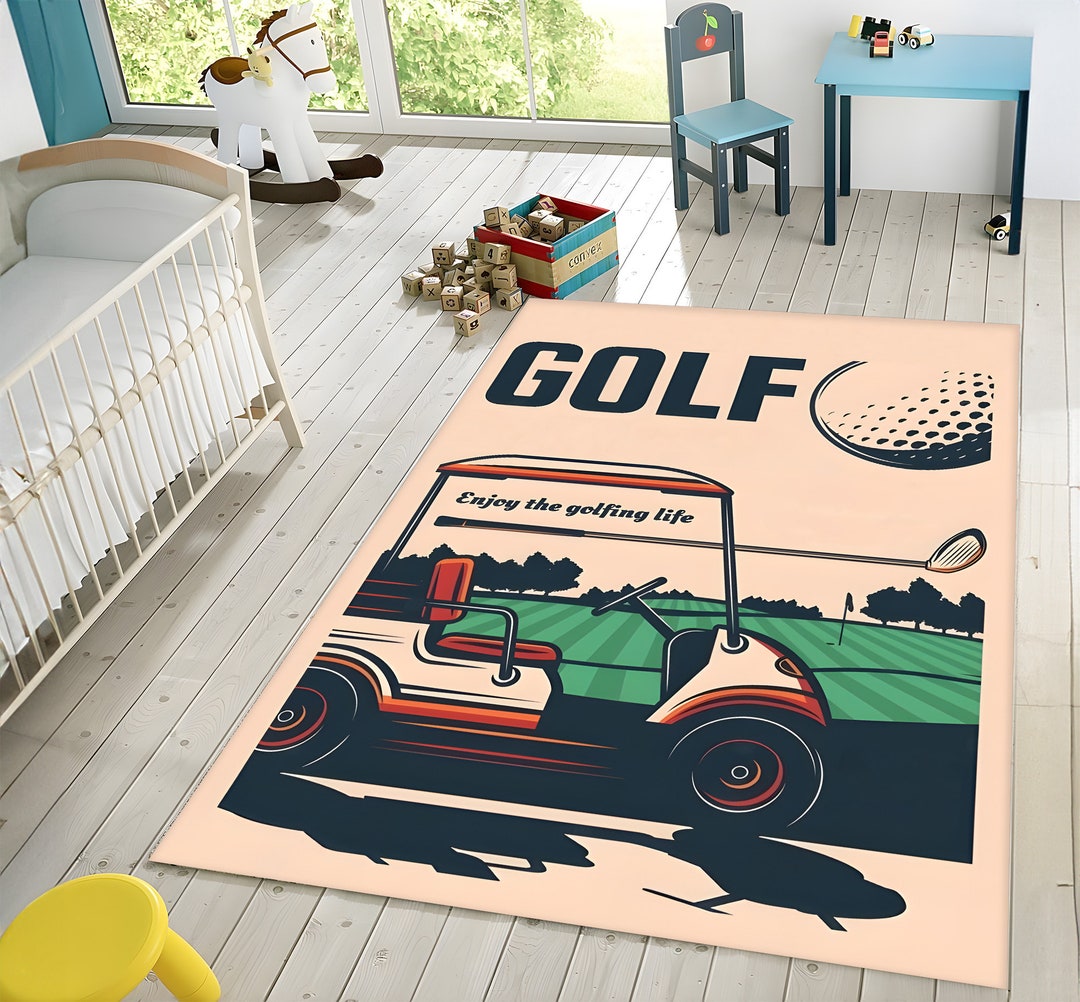 Golf Rug, Golf Decor, Boys Room Carpet, Office Decor, Sport Theme Rug ...