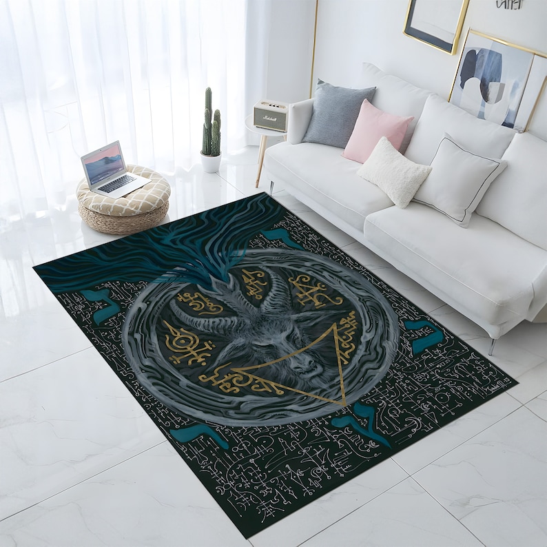 Baphomet Satanic Rug, Pagan Occult Altar, Witchcraft Decor - Etsy