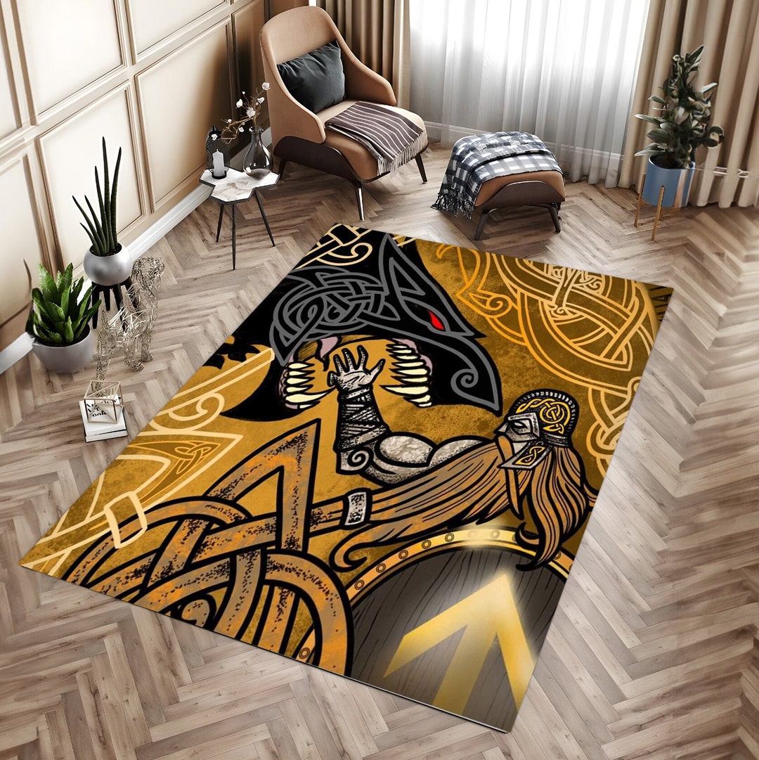 Viking Theme Rug, Valhalla Rug, Odin Rug, Warrior Rug, Middle Ages ...