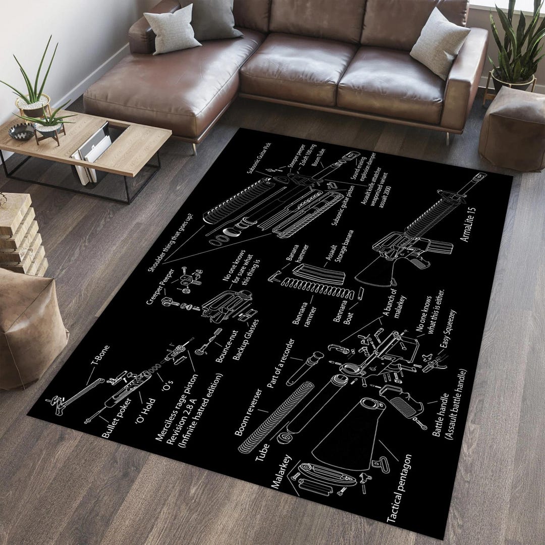 M16A4 Rifle Rug, Gamer Room Carpet, Gaming Room Rug, Home Decor ...