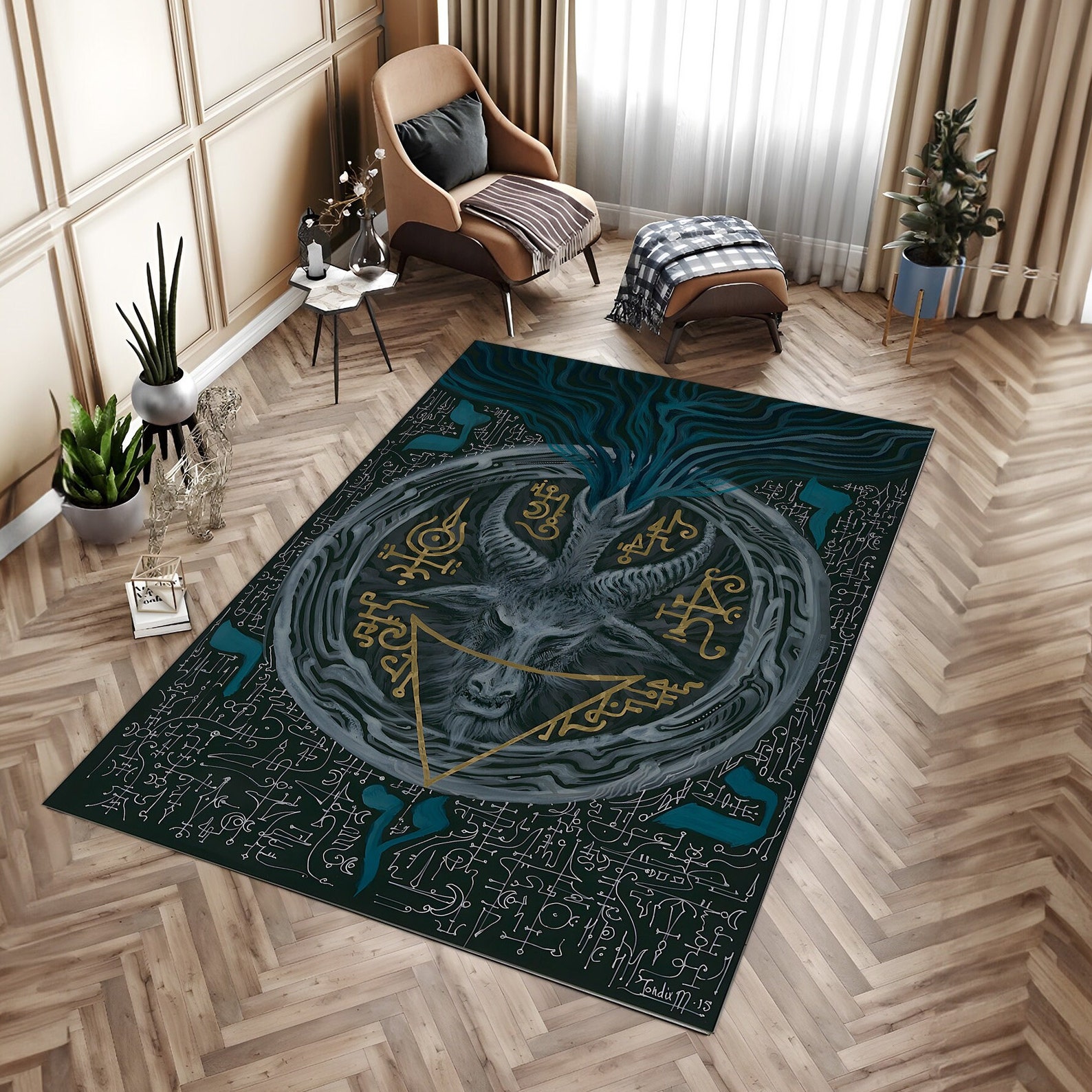 Baphomet Satanic Rug, Pagan Occult Altar, Witchcraft Decor - Etsy