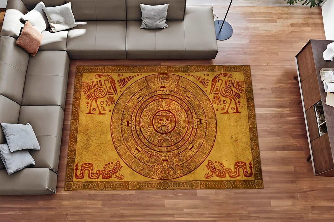 Mayan Calendar Rug, Brown Rug, Ancient Rug, Mystic Decor, Office Carpet ...
