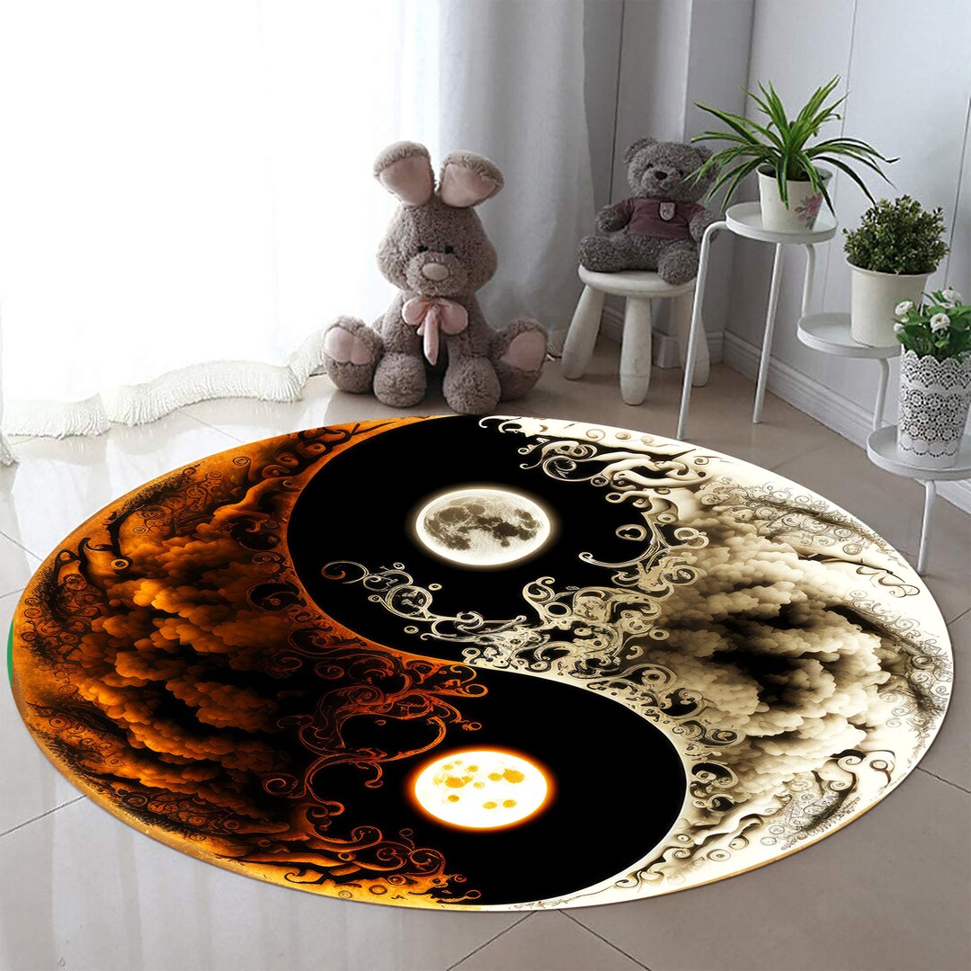 Yin Yang Rug, Ying Yang Decor, Round Rug, Circle Carpet, Good and Bad ...