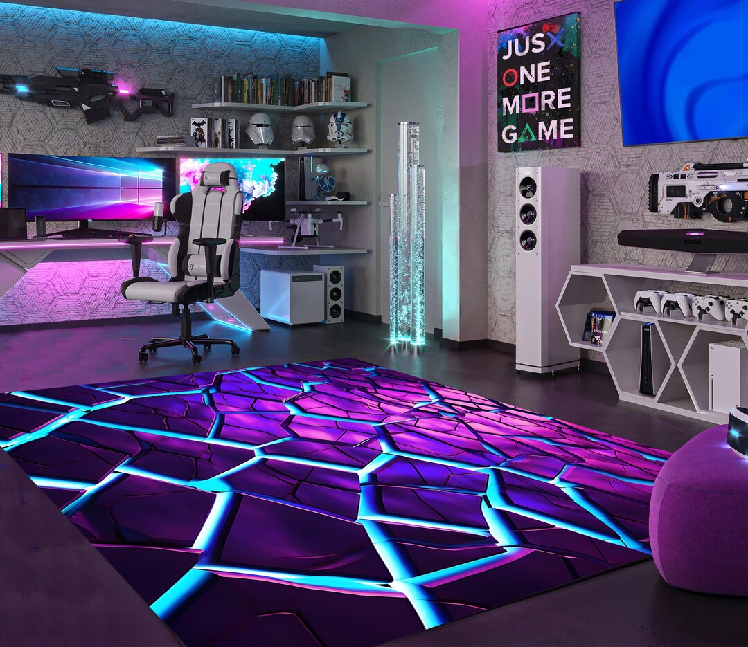 Neon Rug, Cool Rug, Gaming Illusion Rug, Gaming Room Rug, E-spor Rug ...