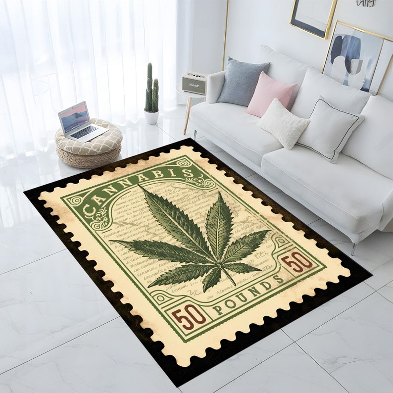 Cannabis Rug, Weed Head Rug, Weed Decor, Green Rug, Flowers Rug, Gift ...