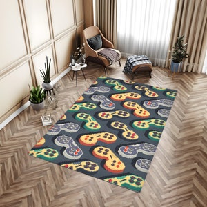 Game Controller Rug, Pixel Decor, Gamer Rug, Gaming Room Decor, Console ...