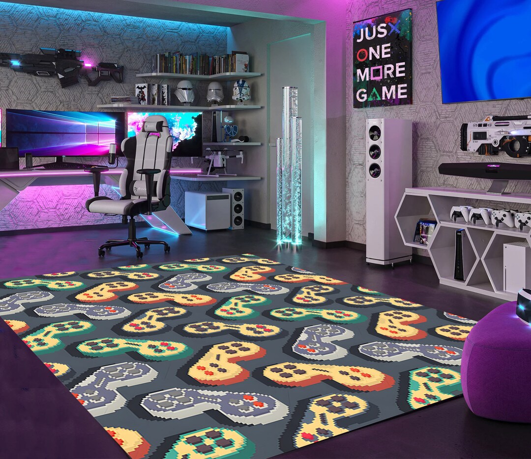 Game Controller Rug, Pixel Decor, Gamer Rug, Gaming Room Decor, Console ...