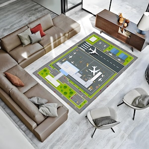 Runway Rug, Airport Rug, Plane Rug, Game Area Mat, Aviation Rug, Kids ...