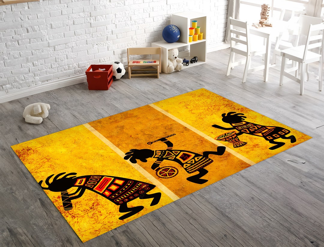 Kokopelli Rug, Native Art Rug, Dance Rug, Music Floor Rug, Musician Rug ...