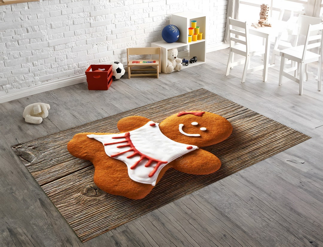 Gingerbread Girl Rug, Gingerbread Man Rug, Biscuit Man, Kids Room Decor ...