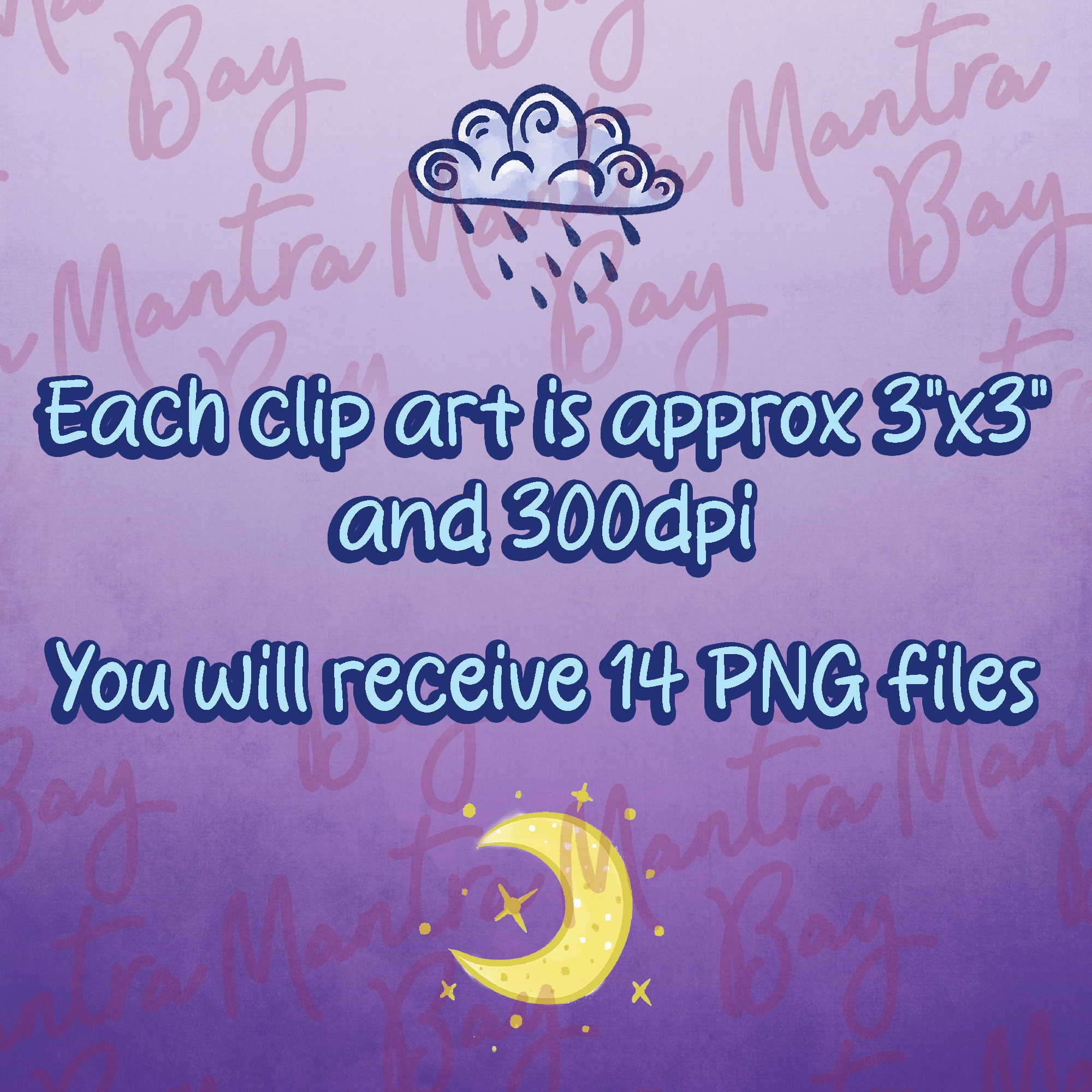 Dreamy Clip Art Collection, Moons, Stars, Rainbows & Clouds for Your ...