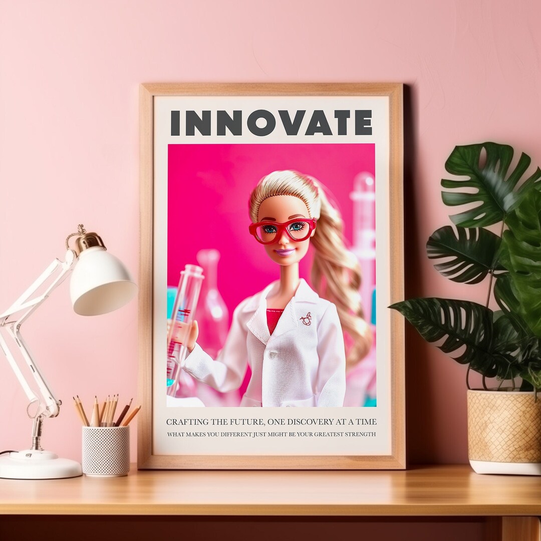 Barbie Innovate Poster Sciencist Barbie Wall Print, Inspirational Girly ...