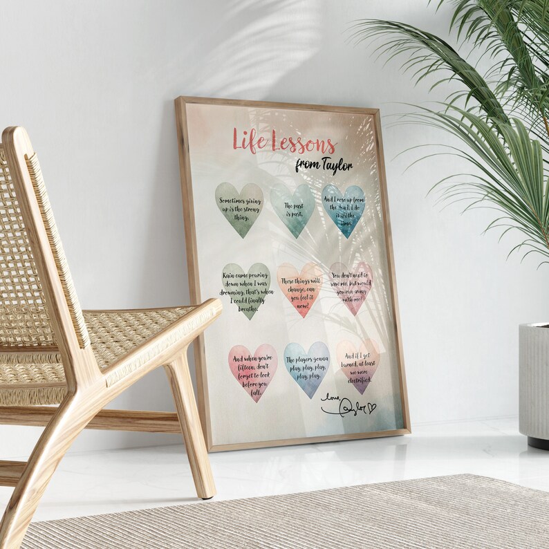 Life Lessons From Taylor Swift Lyrics Print, Swiftie Wall Art, Swiftie Gift, Swiftie Merch ...