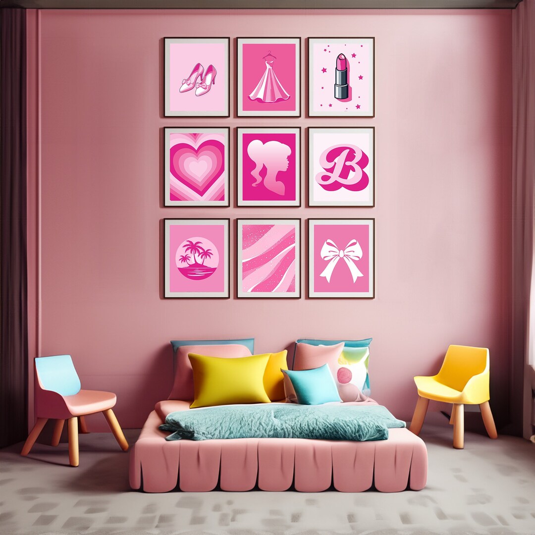 Kids Barbie Wall Gallery Set of 9 Perfect Gift for Daughters, Stunning ...