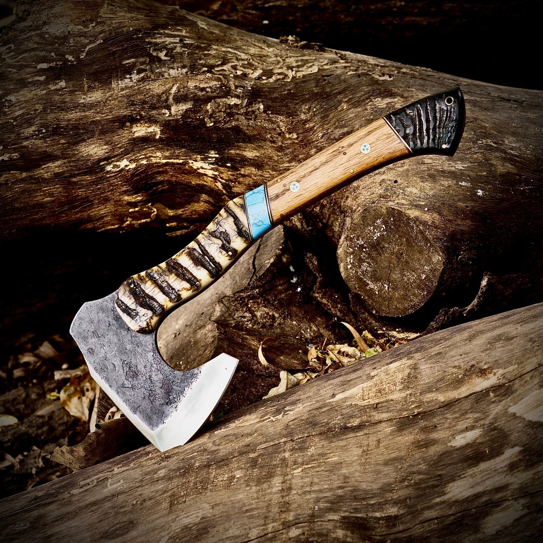 Handmade Forged Axe Bushcraft Camping Axe Hatchet Gift for Groomsmen ...