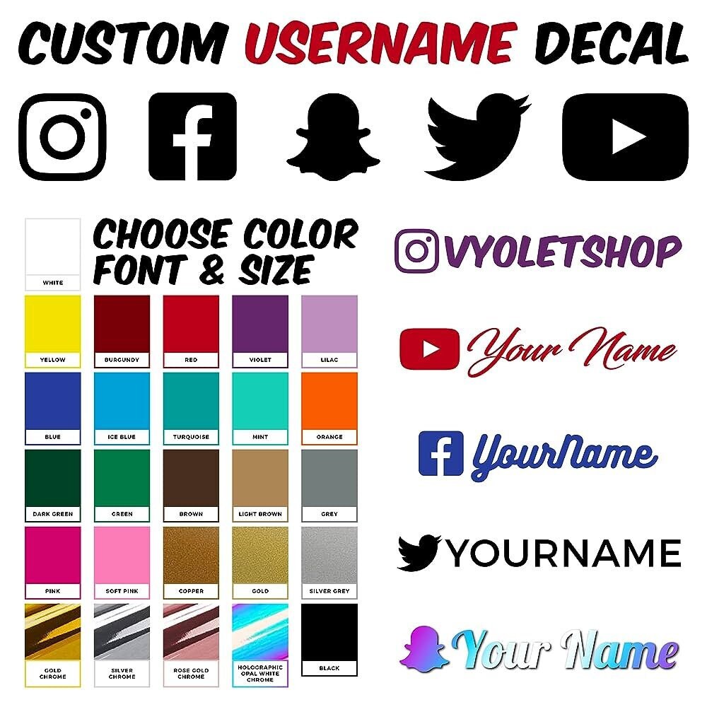 Custom Social Media Decals - Etsy