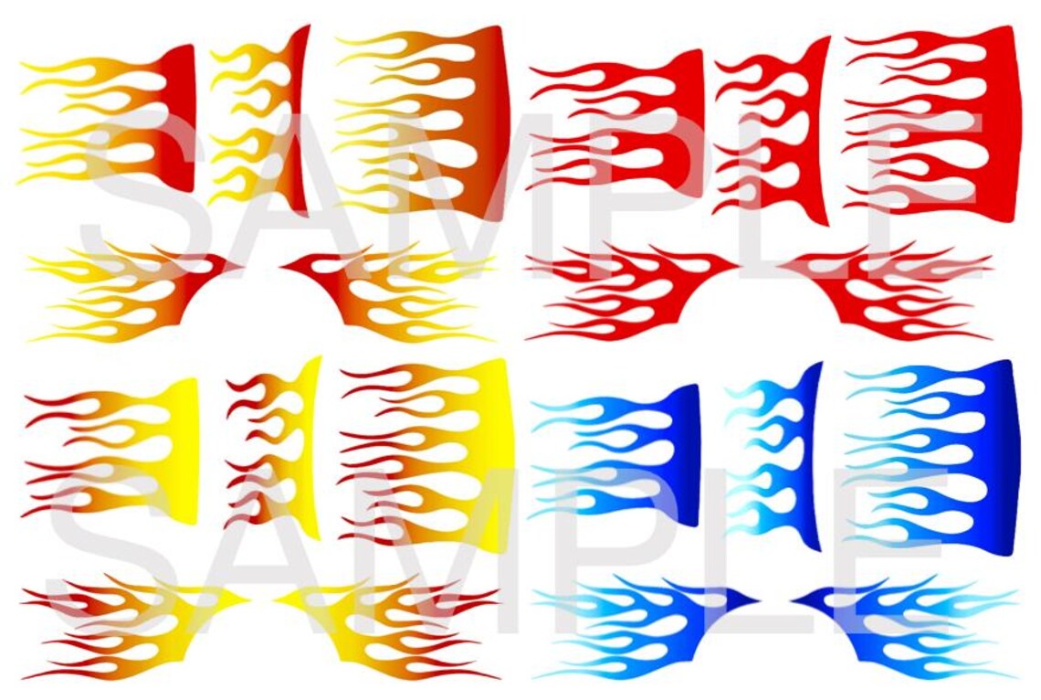 1/64, 1/43, 1/32 or 1/24 Flames Scale Water Slide Decals for Custom ...