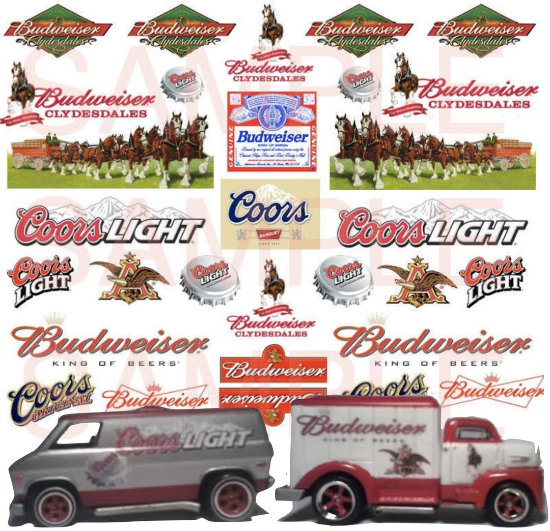 1/64, 1/43, 1/32 or 1/24 Scale Beer Water Slide Decals for Hot Wheels ...
