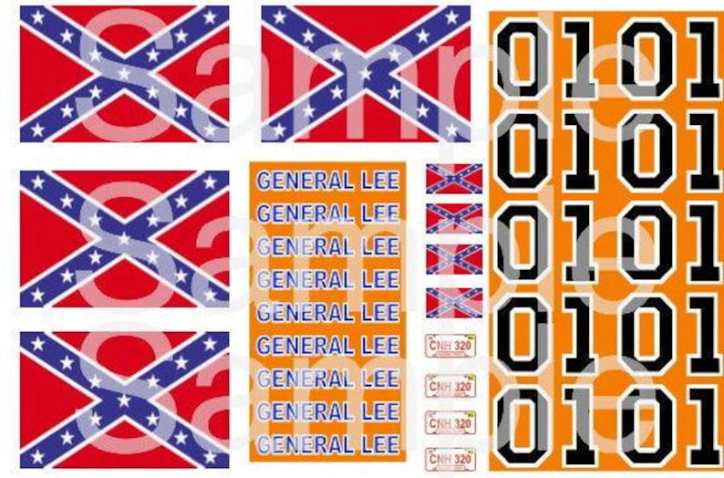 1/64 Scale General Lee Water Slide Decals for Die Cast Cars!! - Etsy