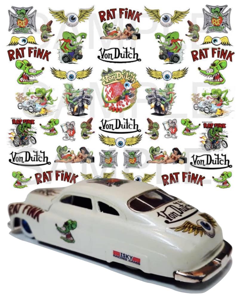 1/64, 1/43, 1/32 or 1/24 Scale Rat Rod Water Slide Decals for Customs ...
