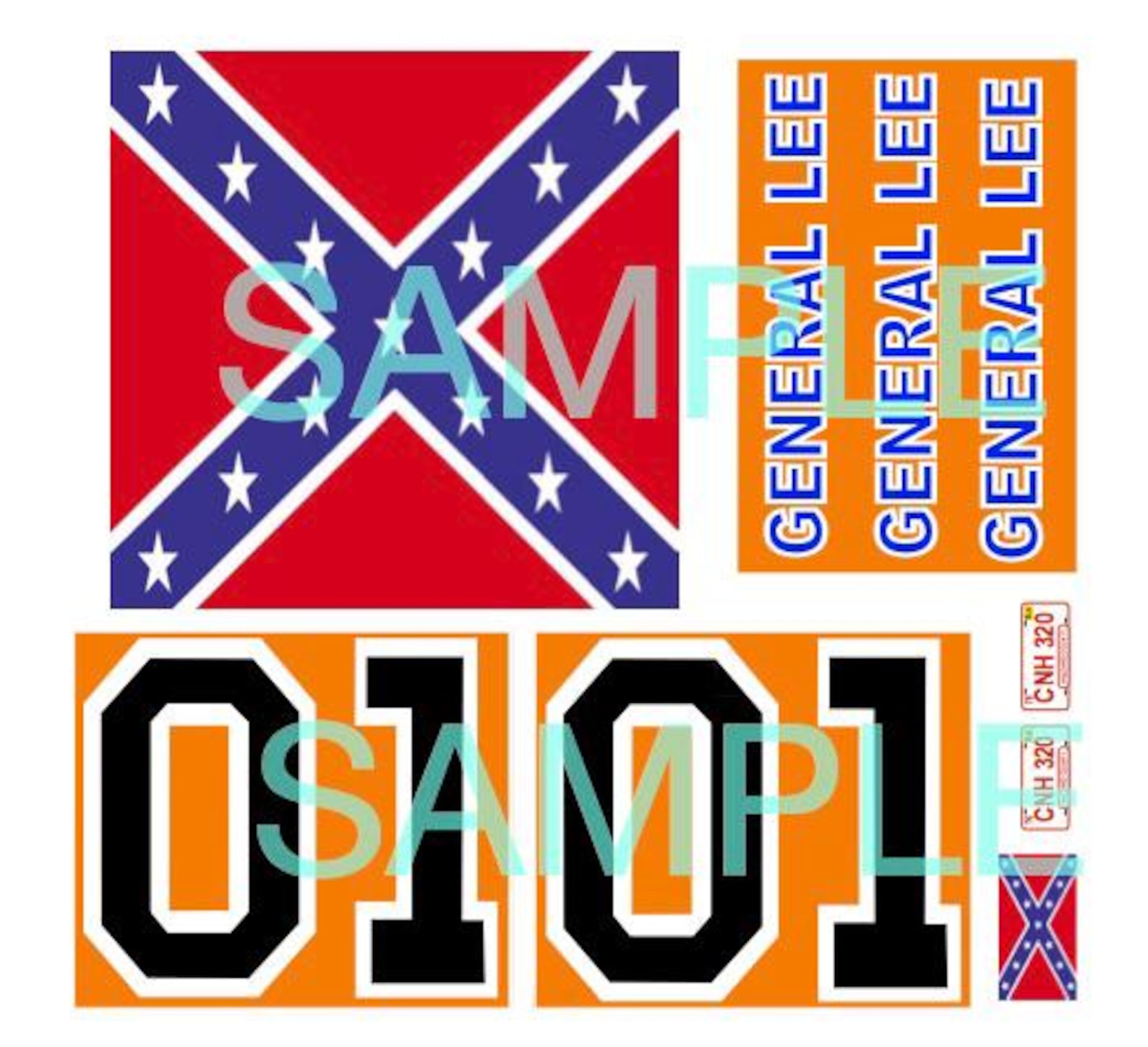 Mego General Lee Water Slide Decal Replacements for 1980's Mego Toy Car ...