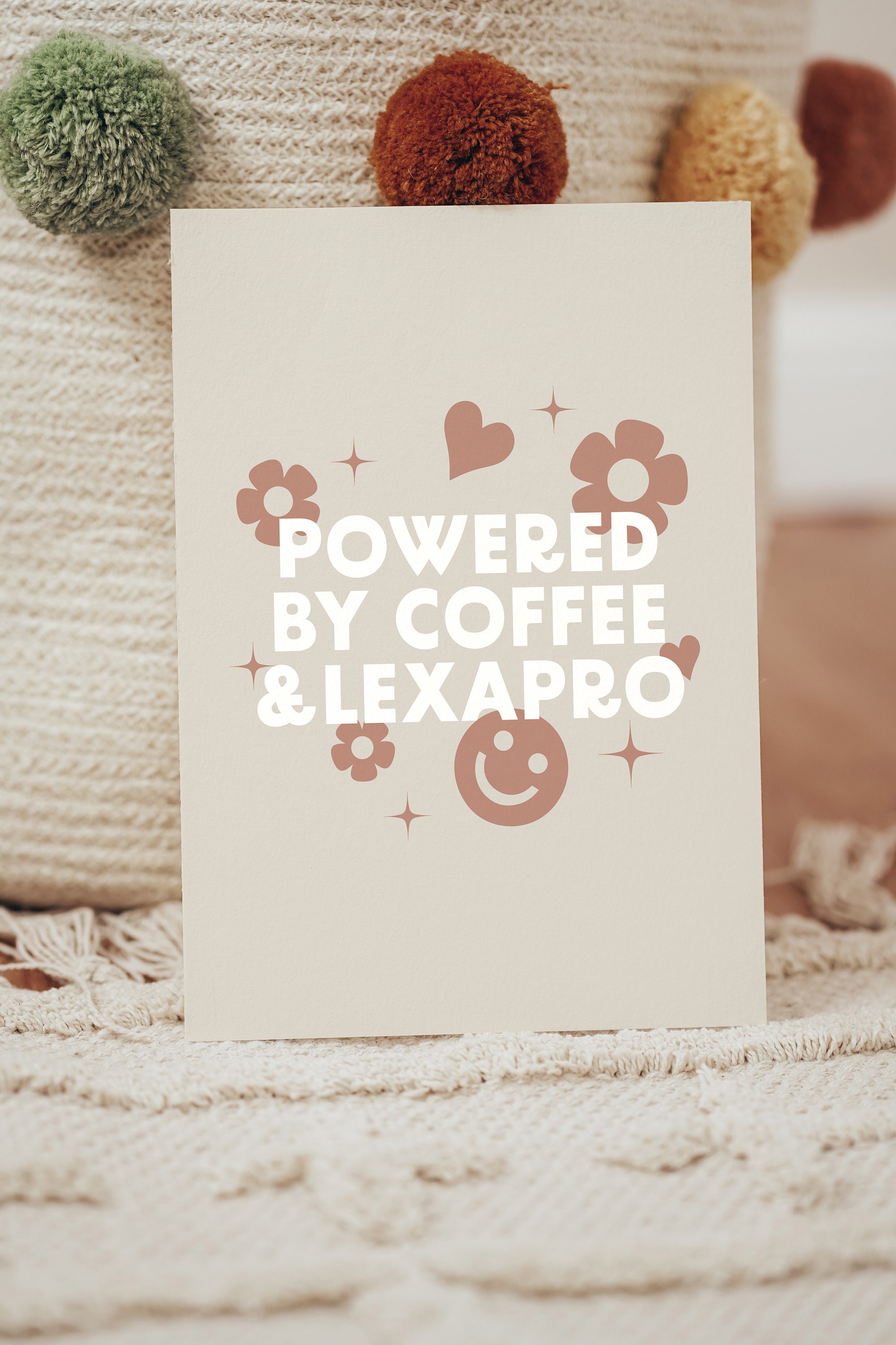 Powered by Coffee and Lexapro Cute & Funny Digital Wall Art - Etsy