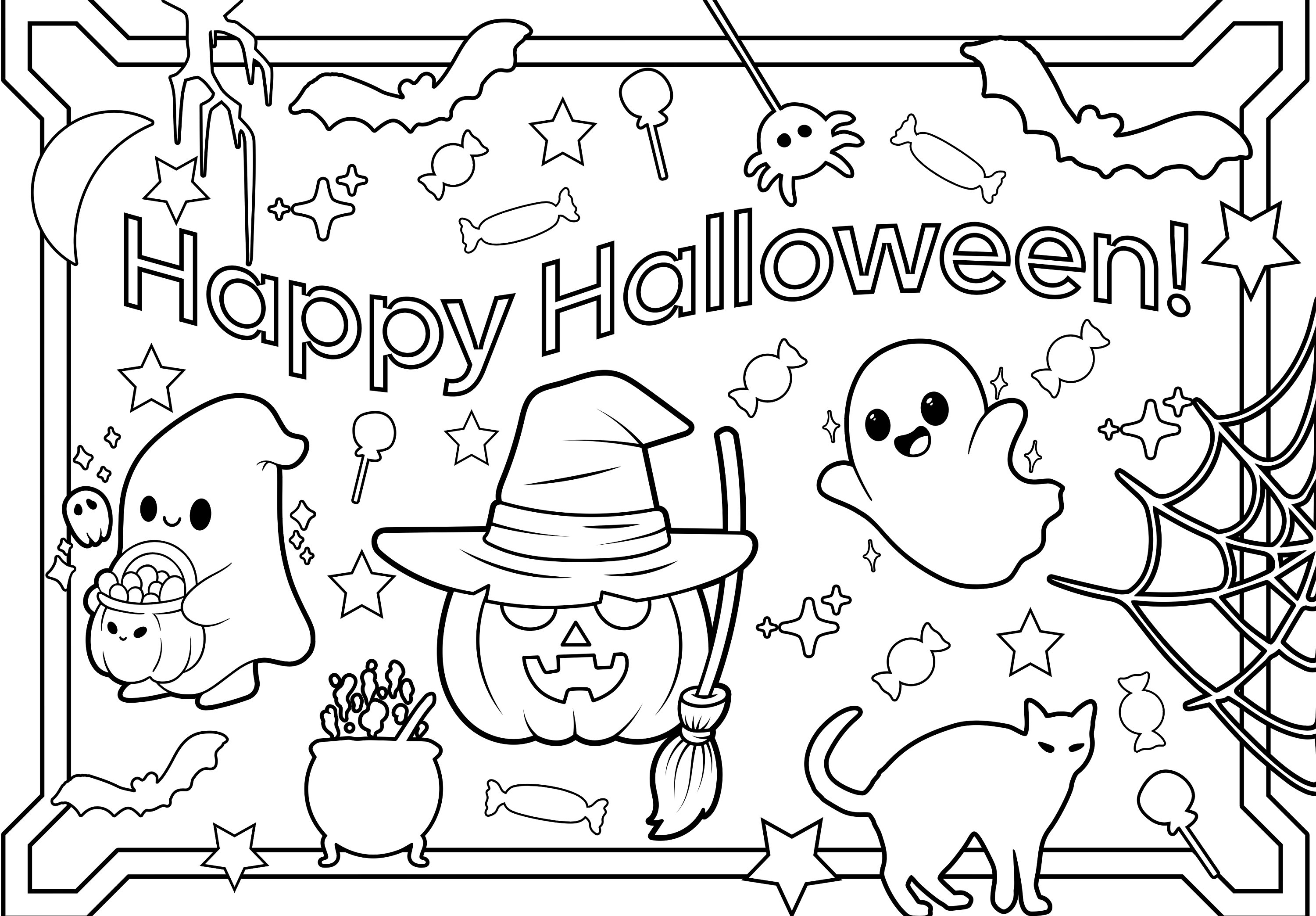 Halloween Coloring Page for Kids Halloween Coloring Page - Etsy