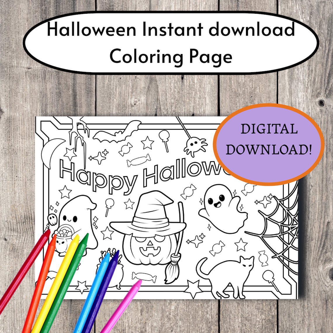 Halloween Coloring Page for Kids Halloween Coloring Page - Etsy