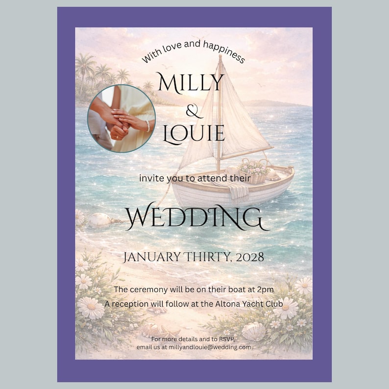 Sailing Wedding Invitation, Coastal Beach, Nautical, Ocean Theme ...
