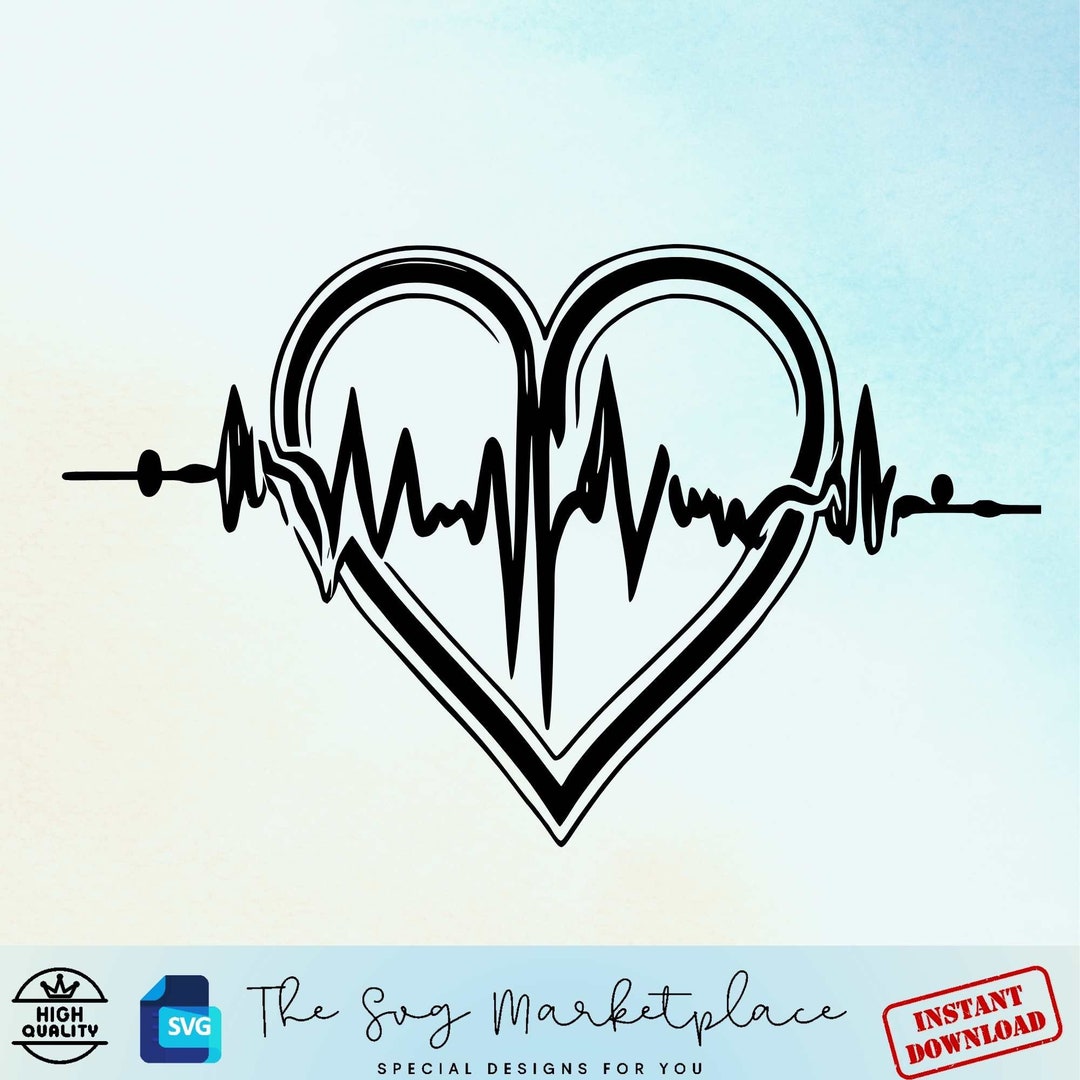 Heartbeat Pulse ,heart Design , My Lover , Valentines Day- SVG/PNG/PDF ...