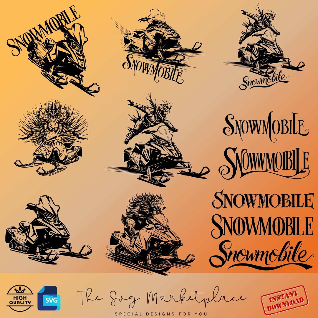 Snowmobile SVG Bundle, 12 Unique Snowmobile Designs, Perfect for T ...