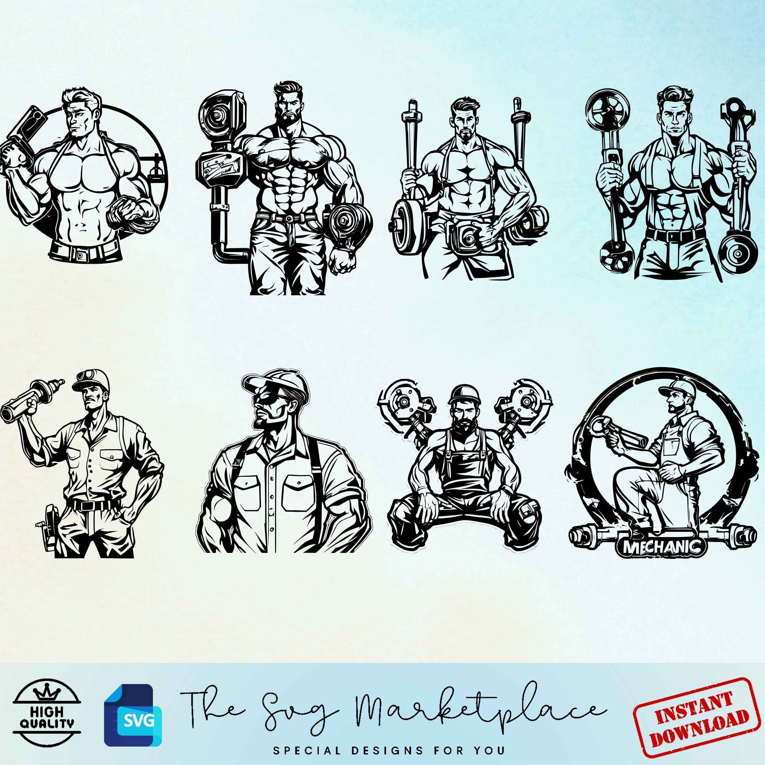 Repairman Svg Bundle/ Mechanic Man SVG/PNG Bundle 8 Detailed Repair ...