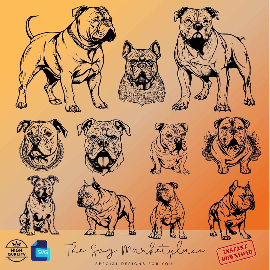 11 American Bully SVG/PNG Craft Files – High-res Dog Designs for DIY ...