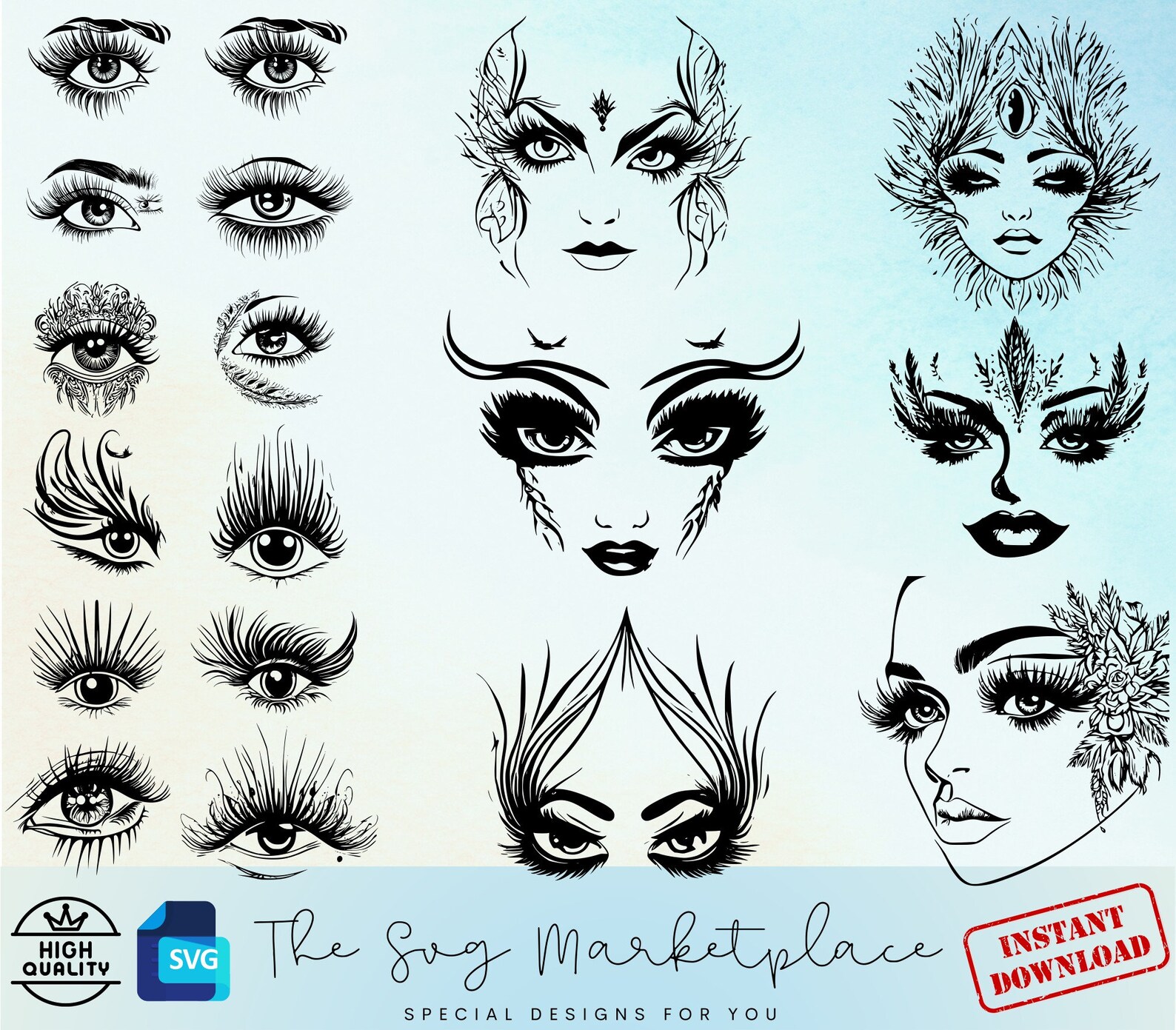 Makeup Svg, Fashion Svg , Womens Eyelashes Svg , Winking Eyelashes ...