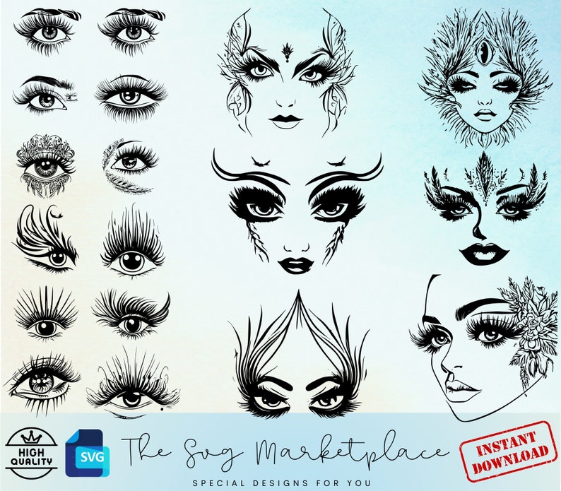 Makeup Svg, Fashion Svg , Womens Eyelashes Svg , Winking Eyelashes ...