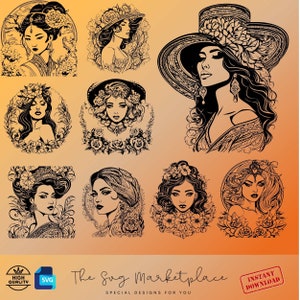 Girl SVG Design Pack - 9 Beautiful Designs for Crafting and Gifts for ...