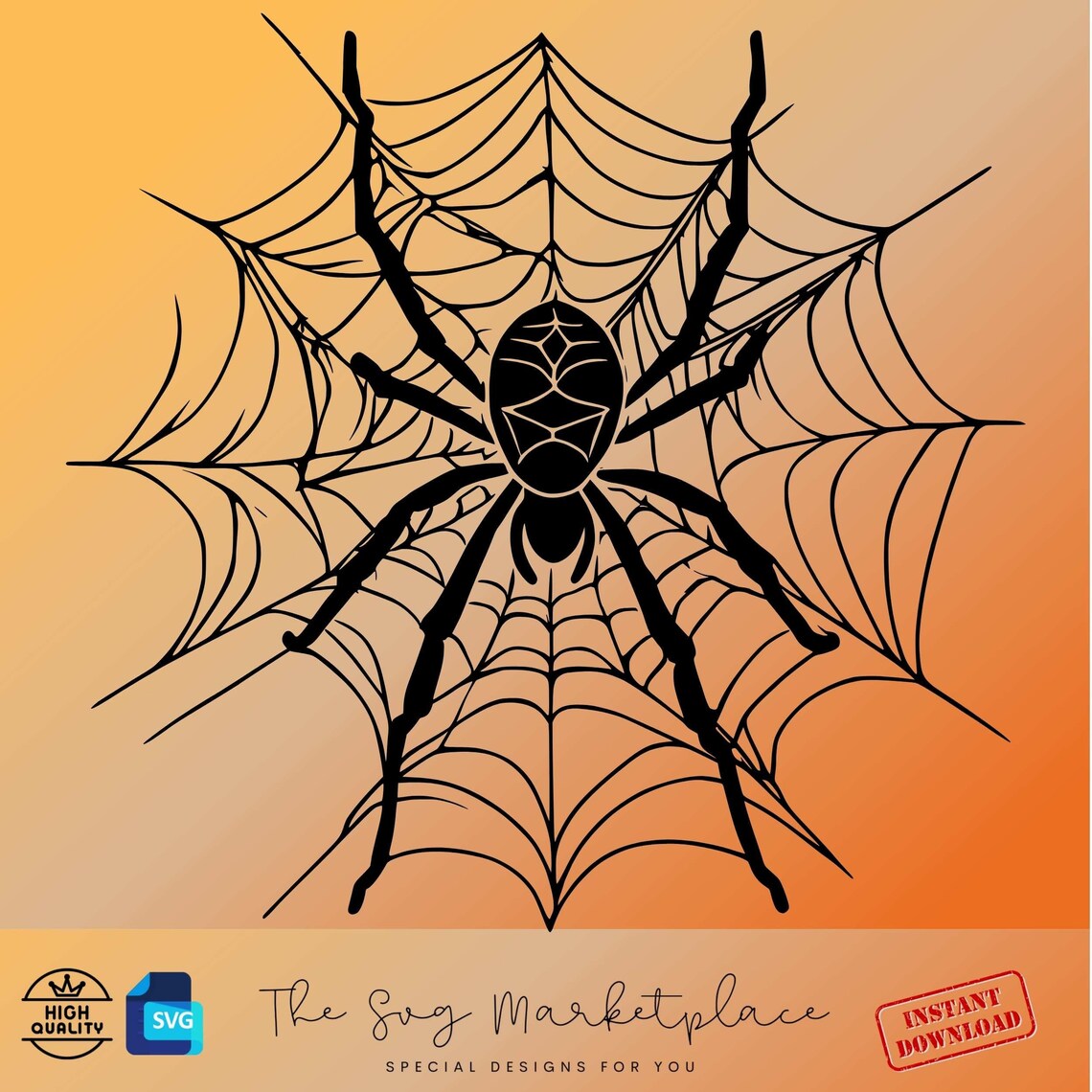 Spider Web SVG & PNG Files, Intricate Spider Design Digital Art ...