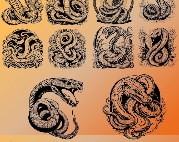 Unique Snake Svg Bundle, King Cobra Svg, Python Svg, Boa Serpent Viper ...